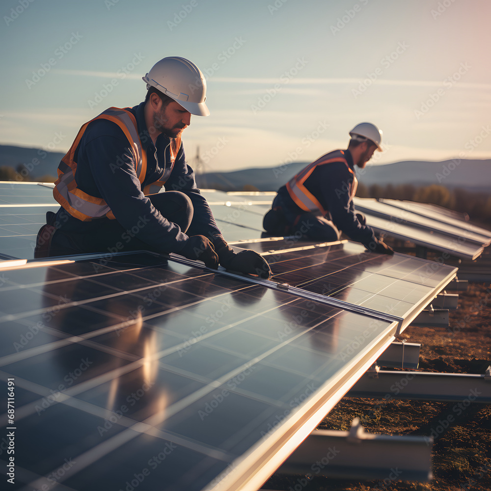Solar Panel Maintenance: Images depicting technicians performing ...