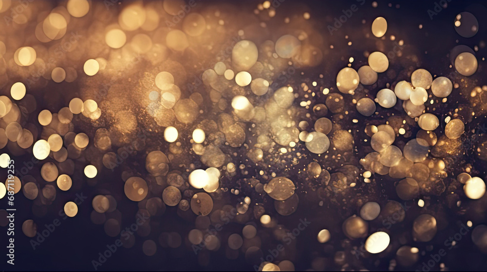 abstract gold silver light reflection background with sparkles,Blurred background with bokeh ...