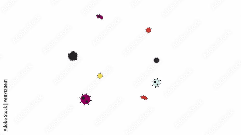 Vidéo Stock Microorganisms floating in air line 2D object animation ...