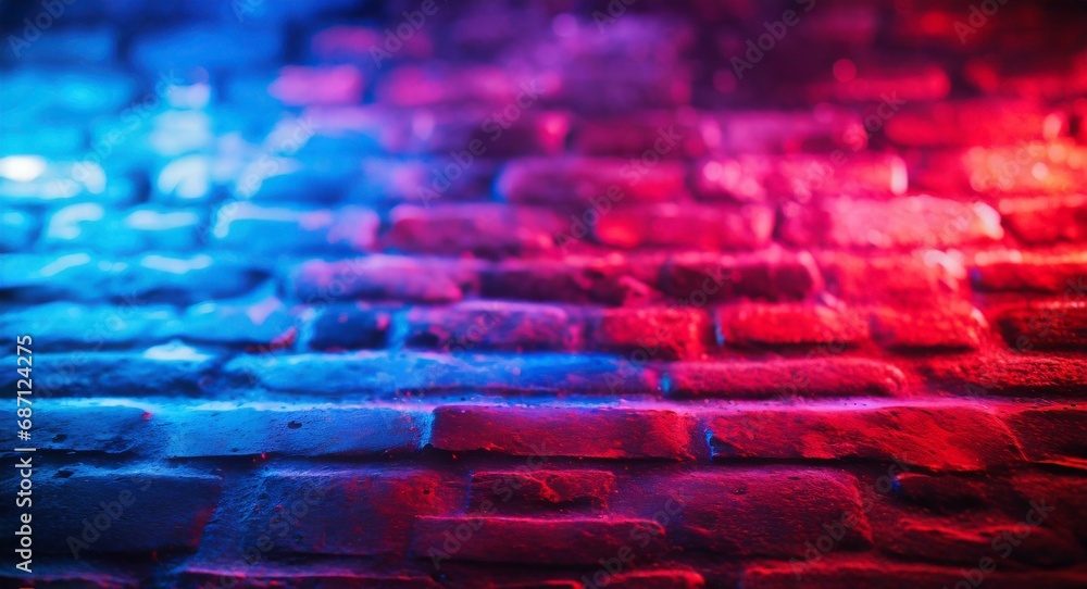 Neon light on brick walls that are not plastered background and texture ...