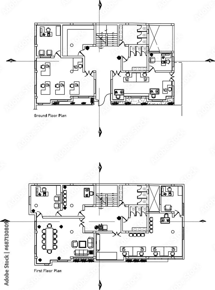 Vector sketch illustration of the architectural design of a simple ...
