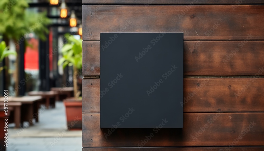 Blank black signboard mockup on the shop wall, modern store signboard ...