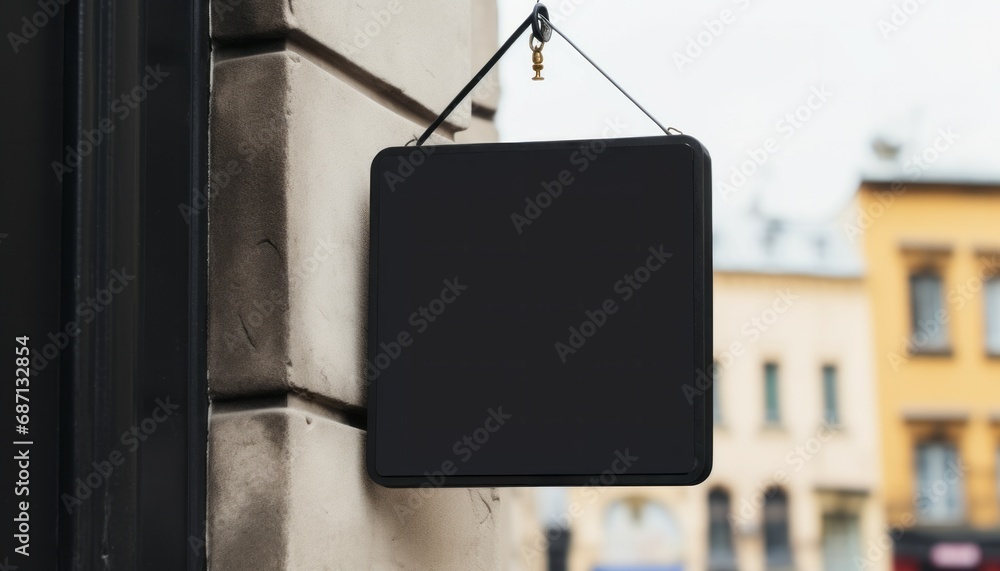 Blank black signboard mockup on the shop wall, modern store signboard ...