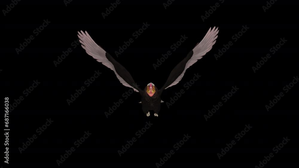 American Vulture Bird - Yellow Headed Griffon Raptor - Flying Loop ...