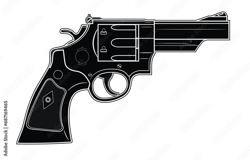 Vector illustration of the 44 magnum Smith & Wesson M29 revolver with ...
