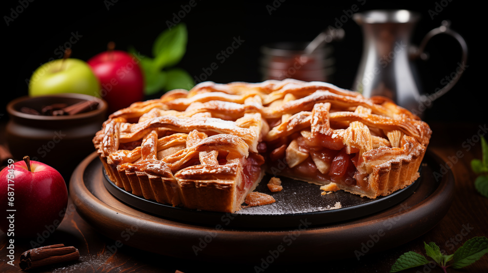 Food photo of the national Irish apple pie, a traditional dish for the ...