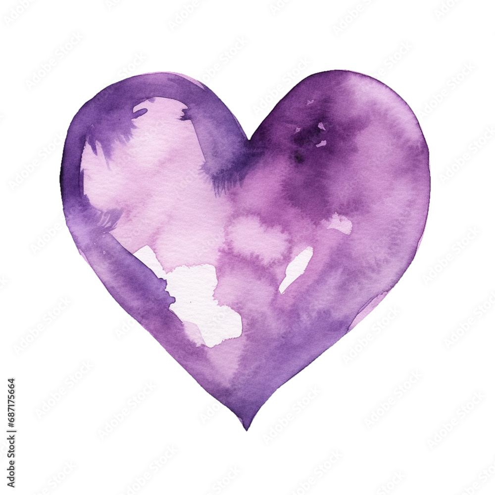 Watercolor Purple Heart Illustration, Heart png, Transparent Heart ...