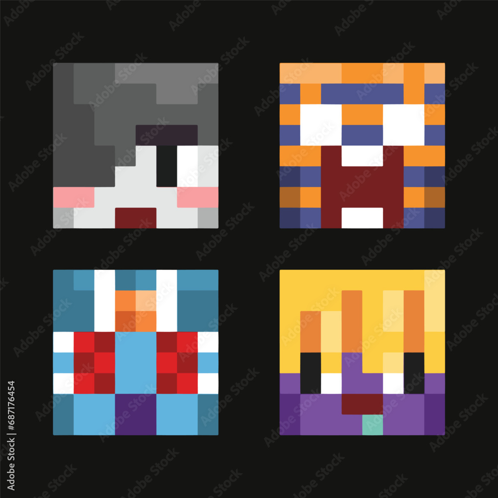 editable pixel vector Illustration of Pixel Face, good for sticker ...