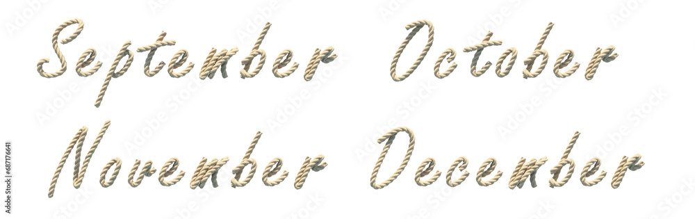 month alphabet ,rope alphabet capslock alpabet isolate, transparent ...