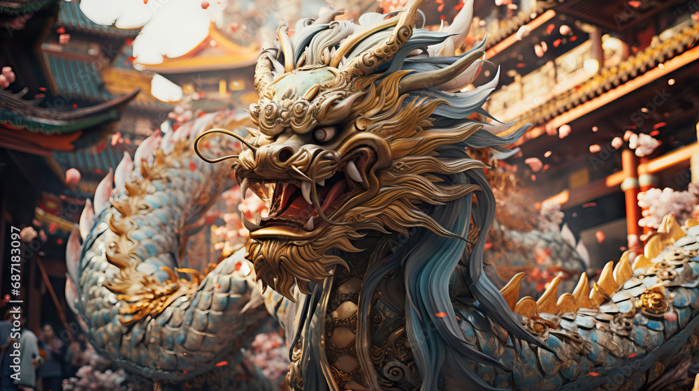 Dragon parade float for year of the dragon. Concept of Dragon parade ...