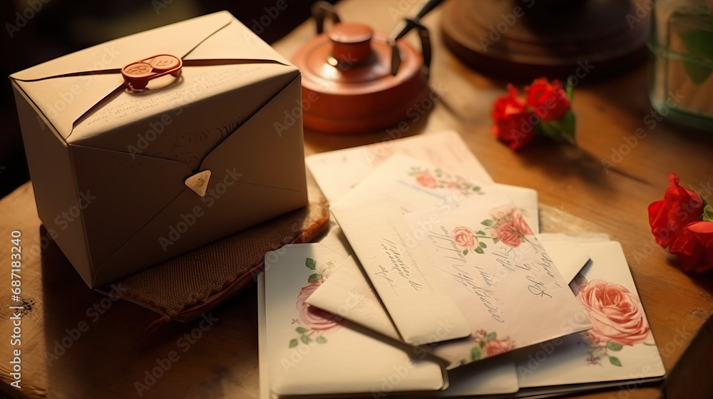 Handwritten letters on a table for Valentine's Day. Love letters ...