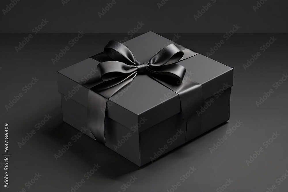 Blank open black present box or top view of black gift box with black ...