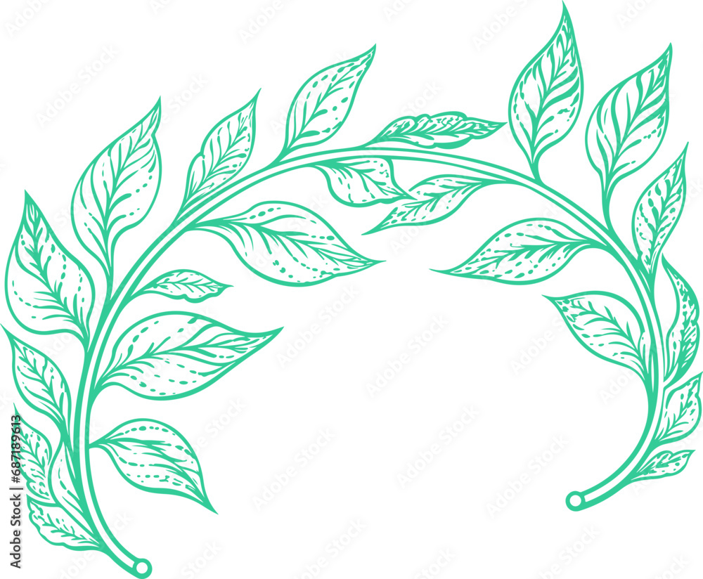 Leaf border outline Stock Vector | Adobe Stock