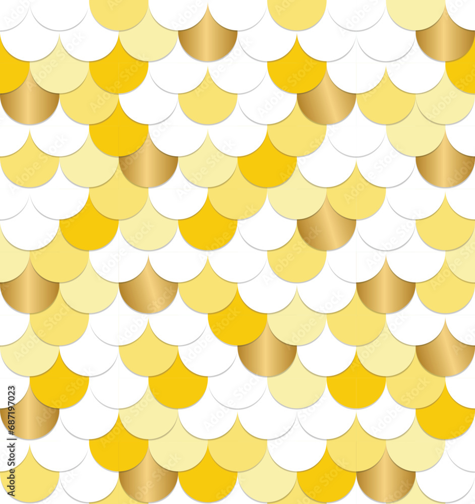 Yellow, gold and white fish scales, Seamless pattern, Fish scales ...