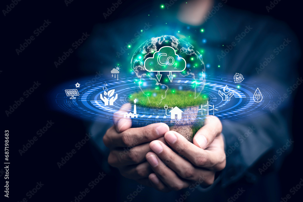 Concept decrease carbon dioxide of Reduce greenhouse gas emission for ...
