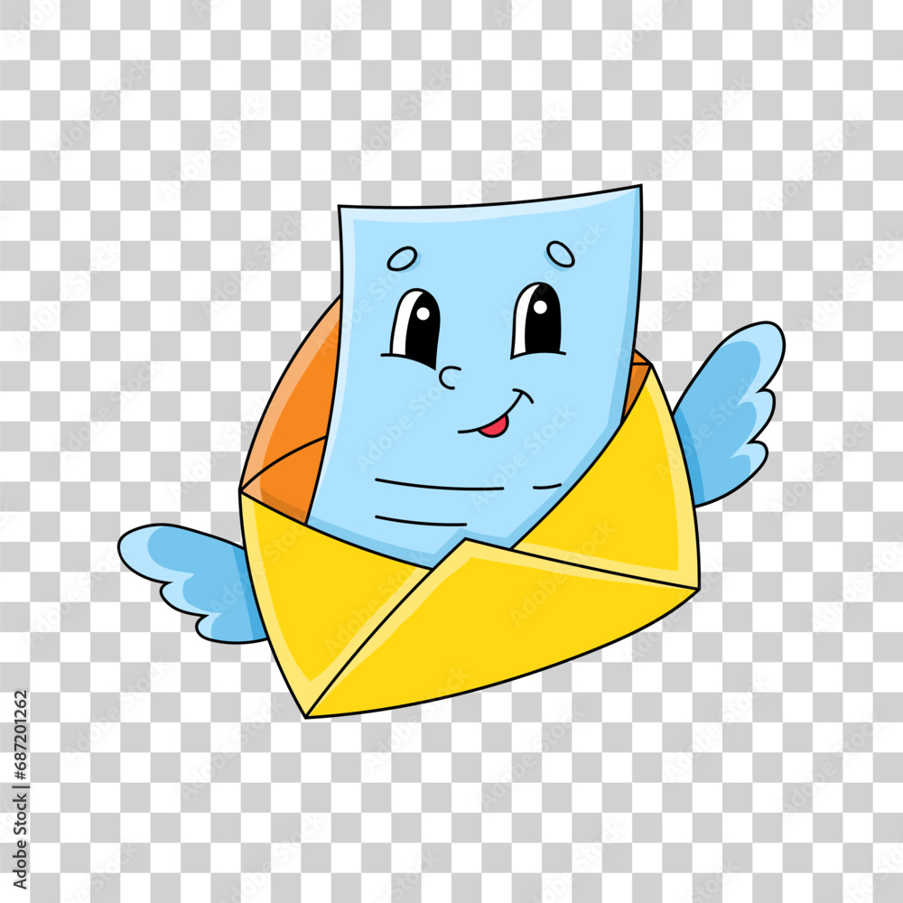 Cute cartoon character sticker. Isolated on transparent background ...