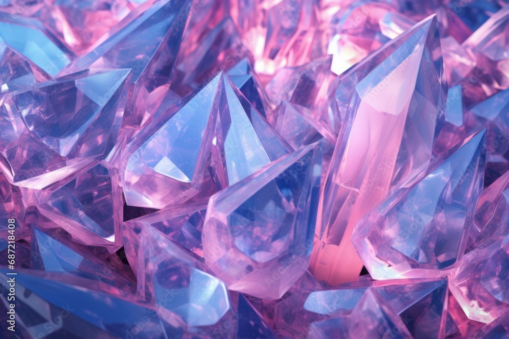 Realistic purple shiny glowing magic crystals abstract background ...