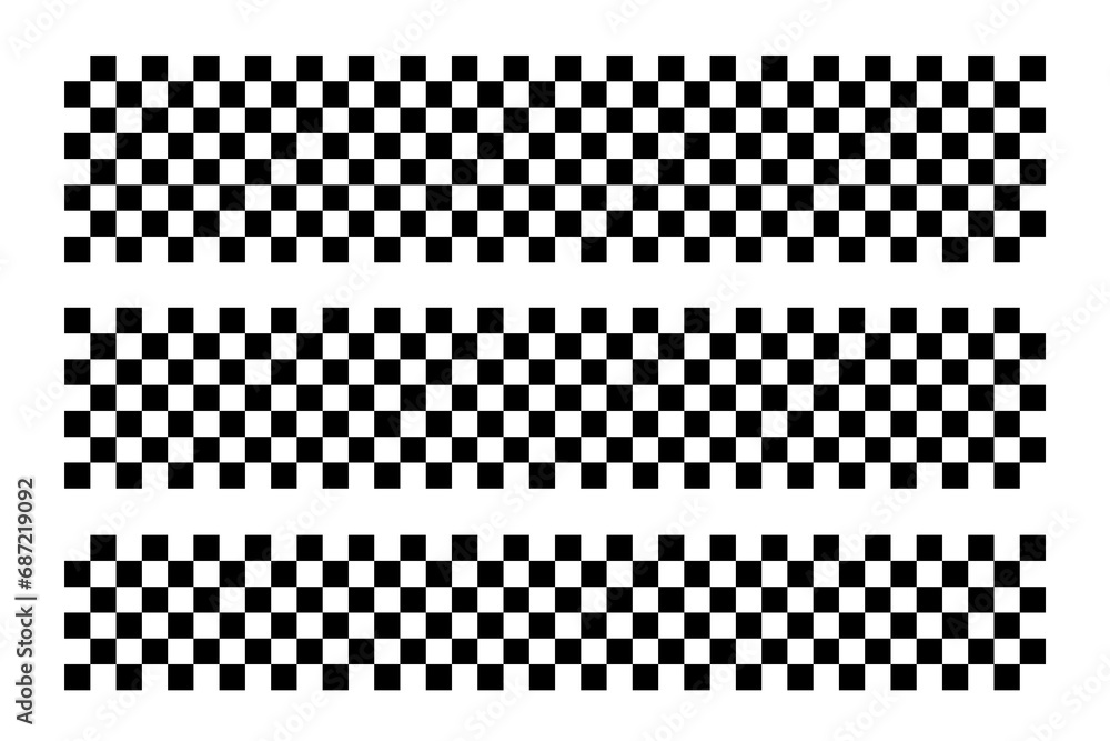 Black and white checker pattern vector illustration set. Abstract ...
