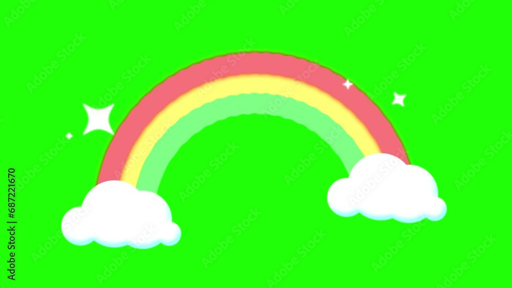 rainbow red yellow green rainbow cartoon animation green screen video ...