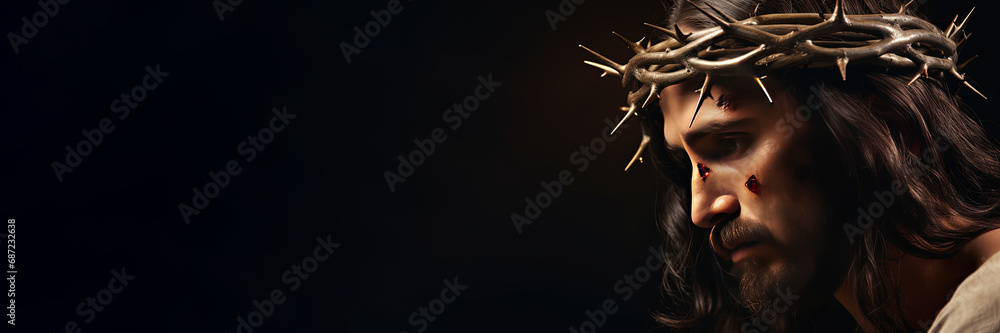 Jesus experiences pain while wearing crown of thorns. Jesus led to ...