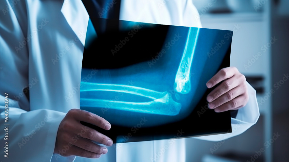 The radiologist carefully checks the image for bone or organ problems ...