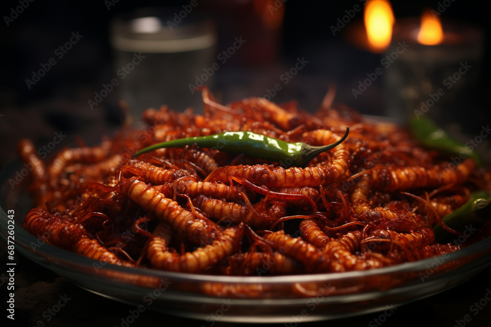 A Gourmet Plate of Crispy Fried Insect Larvae, a Culinary Adventure ...