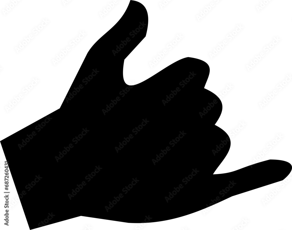 Black silhouette of calling hand symbol on isolated white background ...