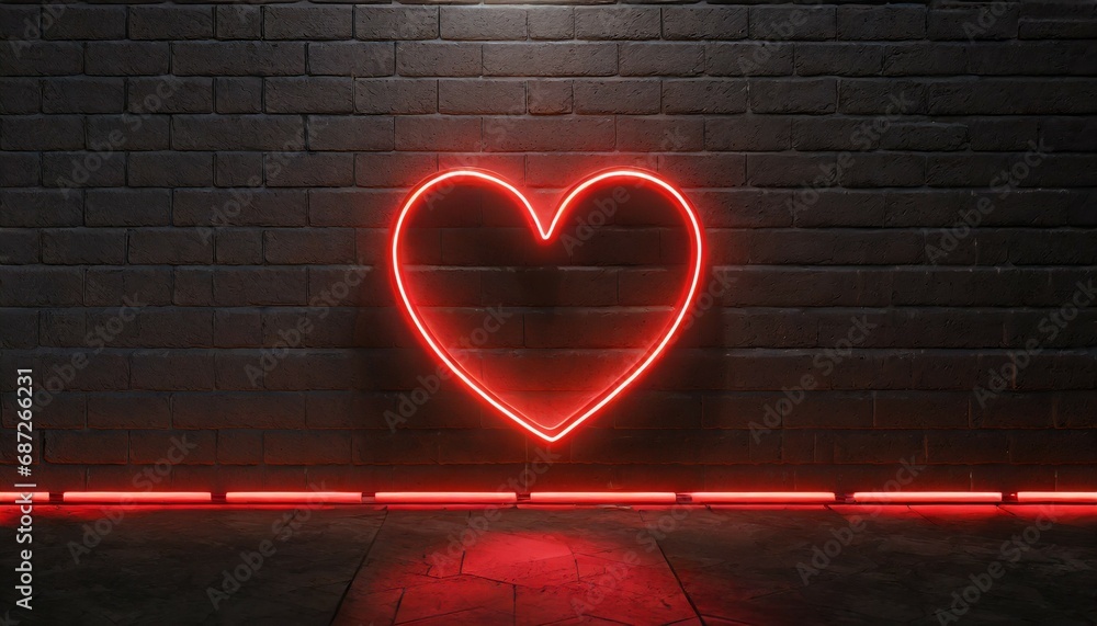 red heart shape neon light on dark wall backgorund abstract and ...