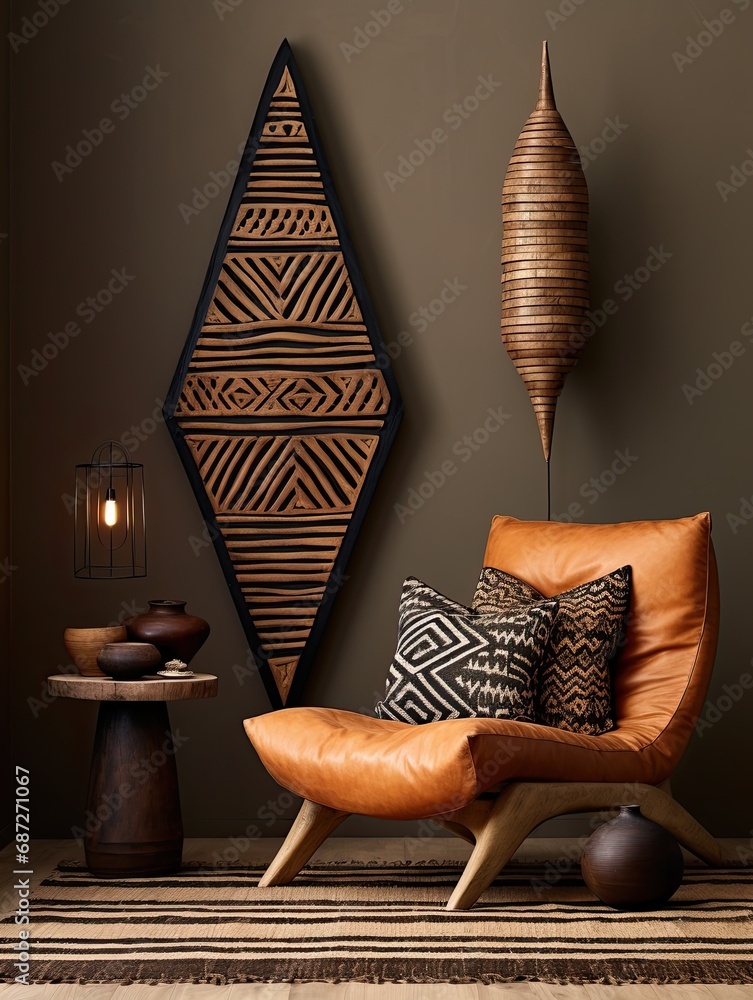 Dynamic Tribal Wall Art: African Motifs and Earthy Colors in Cultural ...