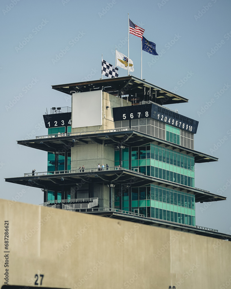 Indy 500 auto race tower at International Motor Speedway in ...