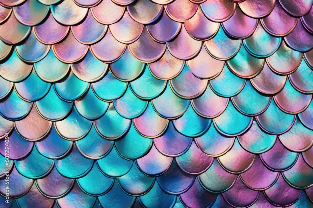 Beautiful and unique texture of fish scales, iridescent and metallic ...