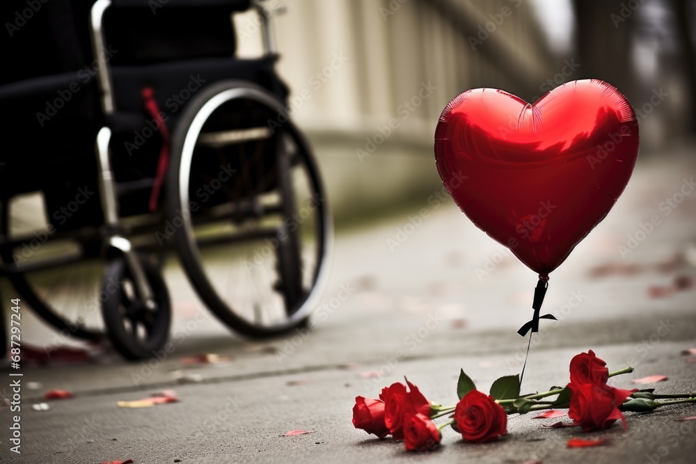 Love knows no boundaries: a wheelchair, accented with a heart-shaped ...