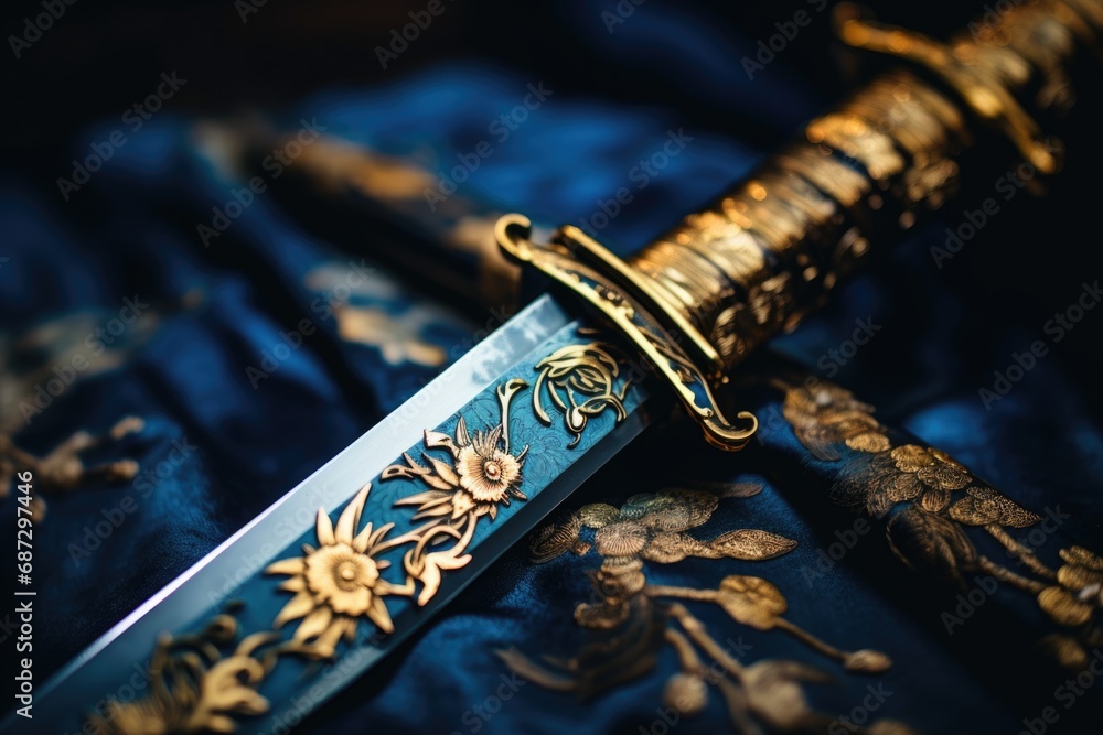 Dual Blades Elegance: A close-up photo capturing the intricate details ...