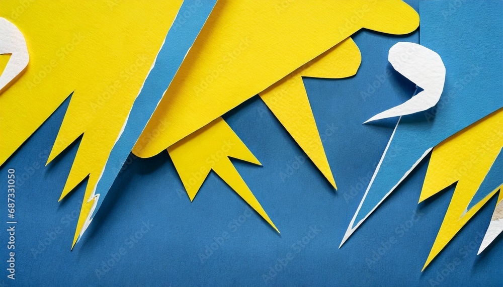 handmade paper cutout pop art comic background with speech bubble ...