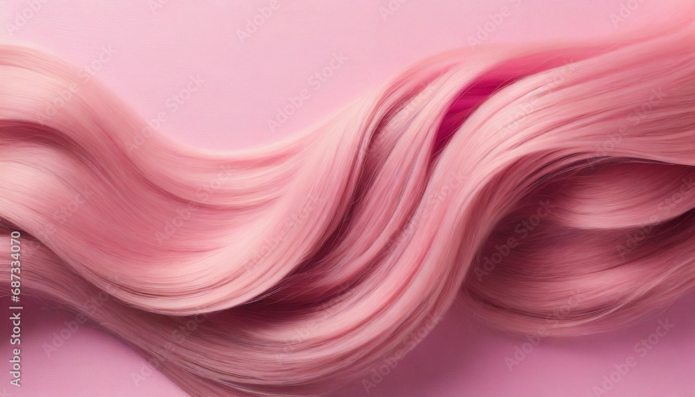 wavy texture of healthy colored curly pink hair on pink background ...