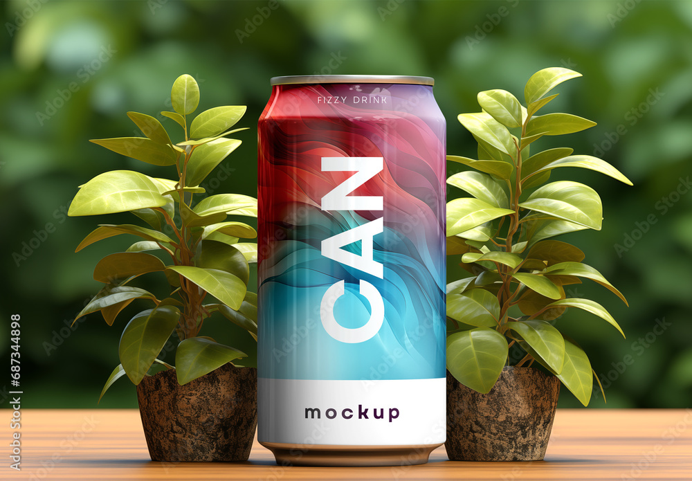 Fizzy Packaging Can Mockup Design Generated with AI Stock Template ...