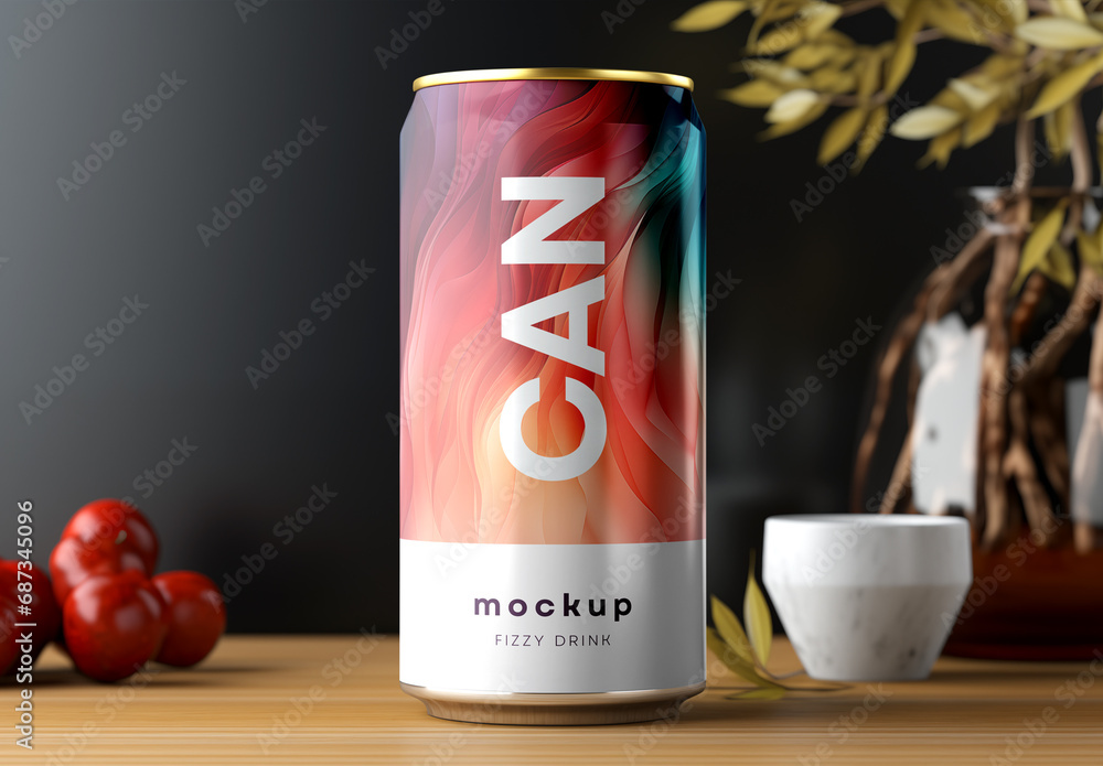 Fizzy Packaging Can Mockup Design Generated with AI Stock Template ...