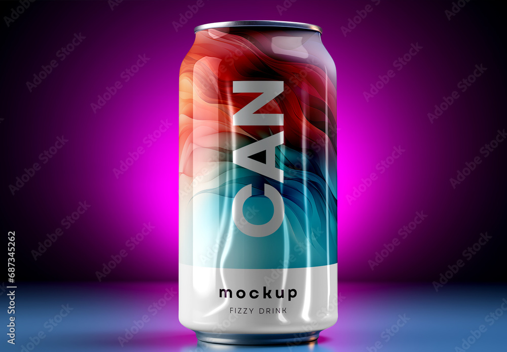 Fizzy Packaging Can Mockup Design Generated with AI Stock Template ...