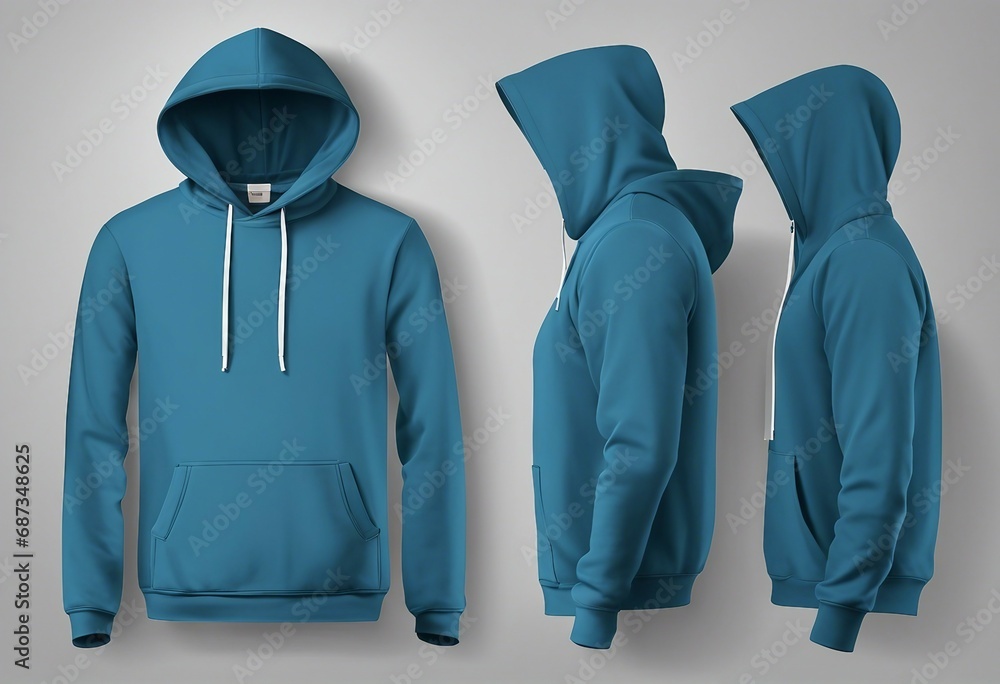 Hoodie on cropped background hoodie in front and back view, mockup ...