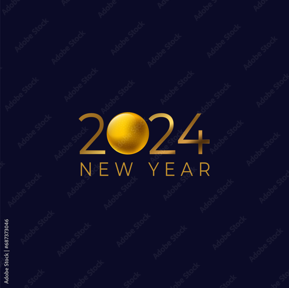 Happy New Year 2024 Wishes abstract vector clean minimalist glitter ...