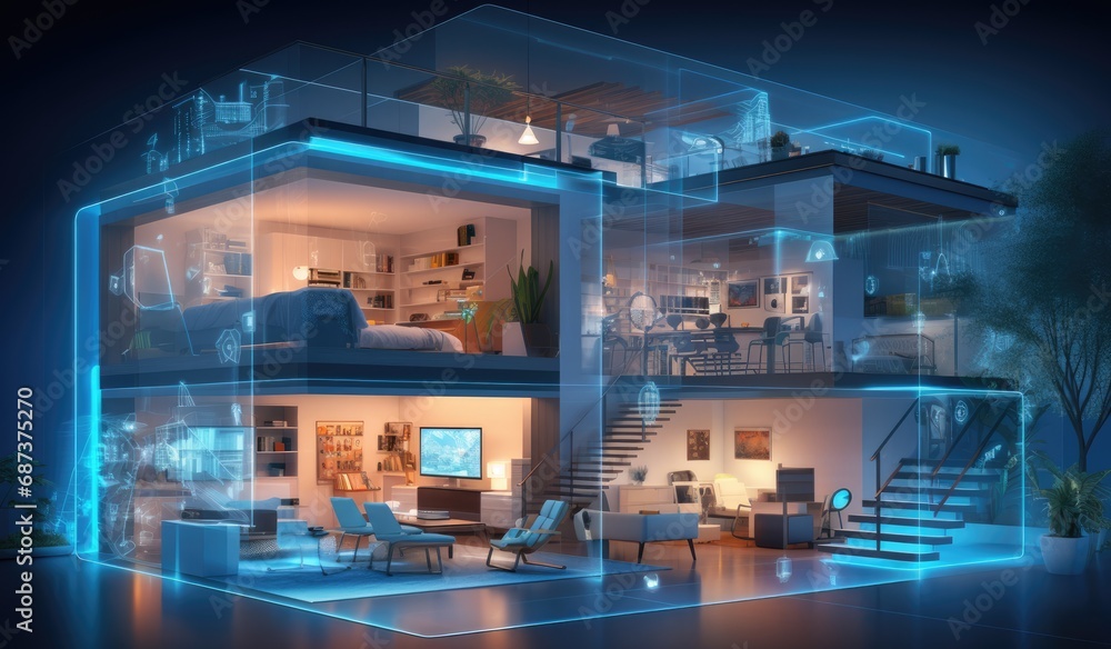 Futuristic smart home exterior created with AI Stock Photo | Adobe Stock