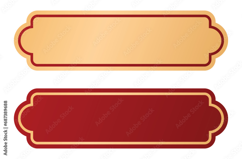 Vintage golden red rectangular geometric title text box frame border ...