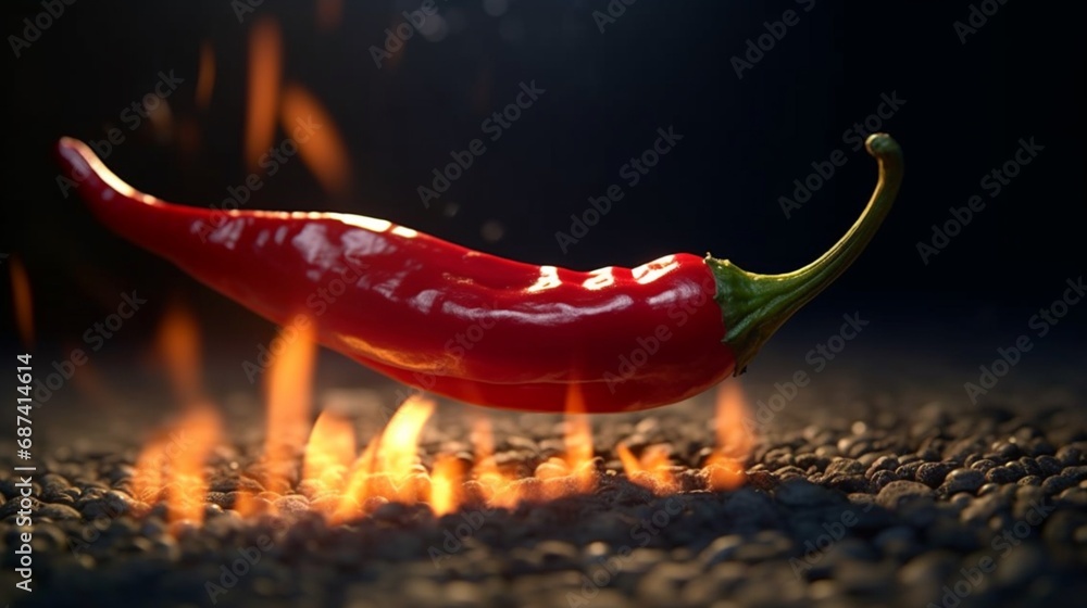 Red hot spicy pepper with fire flames as mexican food Stock ...