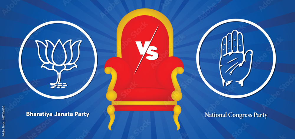 general election result 2024 bjp vs congress vector poster Stock Vector ...