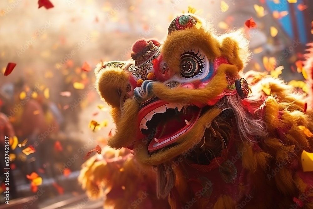 Chinese new year celebration, dragon show festival. Chinese red dragon ...