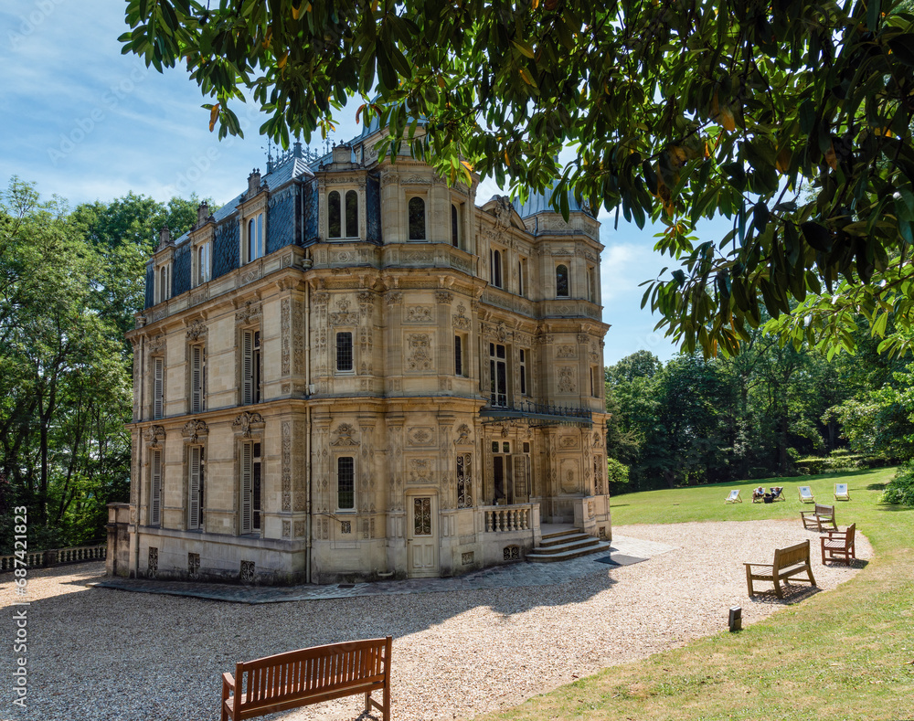 Le Port Marly, France - June 13 2023: External view of the Chateau de ...