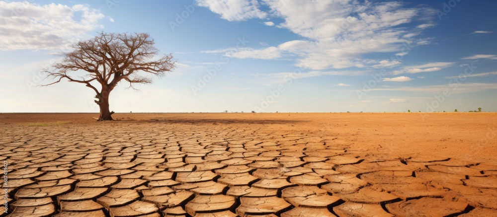 Arid area affected by climate change, desertification, and droughts ...