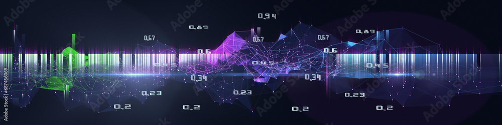 Abstract background color graph from chaotic polygons grid and data ...