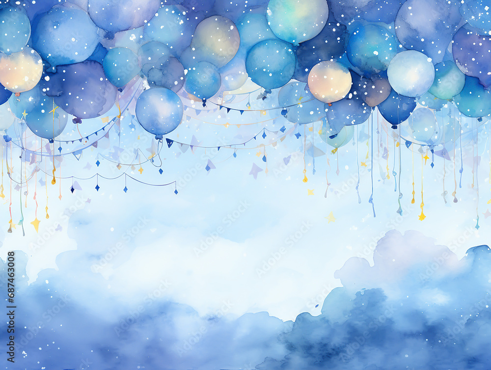 Watercolor Birthday illustration baby shower background balloons ...