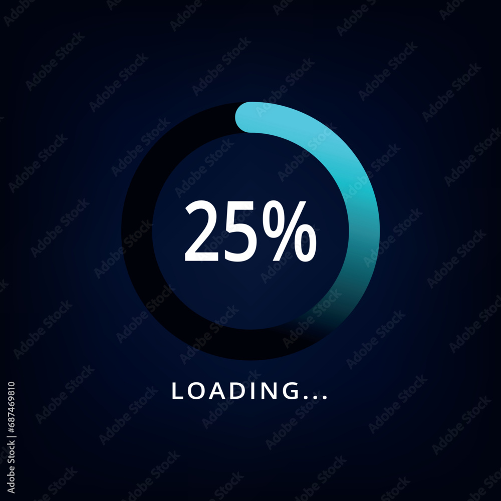 Loading bar vector illustration in blue color isolated on dark ...